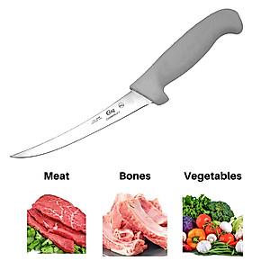 Choice 6 inch Curved Boning Kitchen Knife–Restaurant Quality Deboning Knife-Flexible Trimming Knife - Sharp Stainless Steel -Culinary Chefs Choice - White Ergonomic Handle -Comfortable Grip