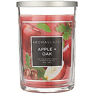 Aromascape 2-Wick Scented Jar Candle, Apple & Oak, Large, Red (Pack of 2)