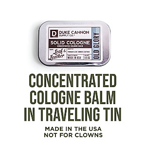 Duke Cannon Solid Cologne - Old Glory Premium Concentrated Cologne Balm, Fresh Tobacco, Amber, and Leather Scent, 1.5 oz. Travel Tin