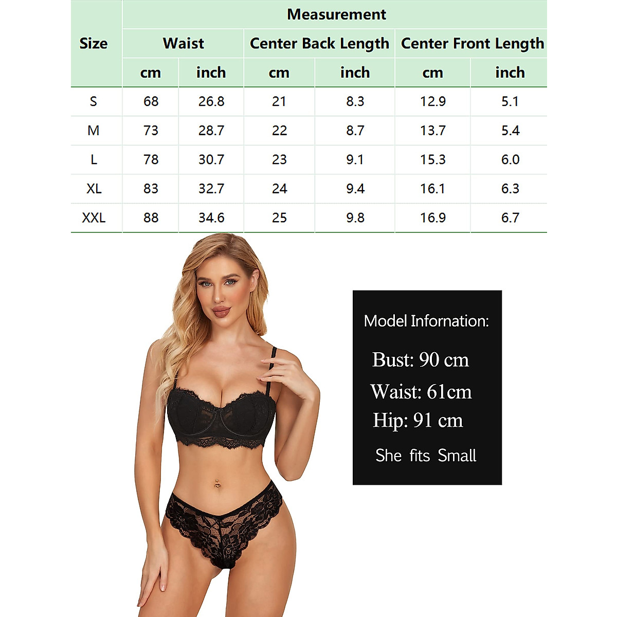 Avidlove Sexy Panties for Women Lace Underwear Cheeky Bikini Panties Soft Hipster Black M