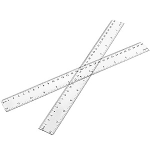 MUKCHAP 20 Pieces 12 Inch(30cm) Clear Plastic Ruler, Ruler Straight with 2 Graduations, Inches and Metric, Transparent Plastic Measuring Ruler for School, Office, Home