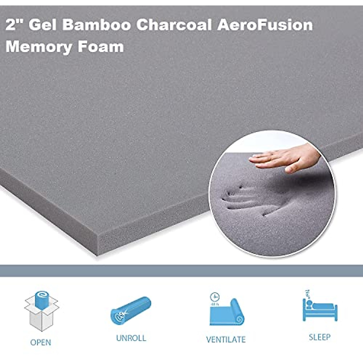 IULULU Full Mattress, 8 Inch Memory Foam Mattresses in a Box Medium Feeling, Bamboo Charcoal Gel Infused Bed in a Box with Fabric Cover, Made in USA, CertiPUR-US Certified, White,JI-SOFT-8F