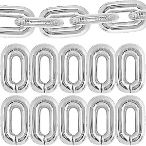24 Pcs Chain Balloons,Giant Silver Chain Balloons Garland,16 inch Foil Chain Balloons for 80s 90s Party Decorations Birthdays Weddings Graduations Hip Hop Retro Theme Party Supplies (Silver)