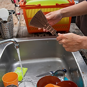 Cabilock 2 Pcs Brown Silk Broom Dollhouse Accessories Dining Room Table Decor Computer Brush Whisk Broomstick Straw Desk Cleaning Brush Table Fireplace Tea Ceremony Brush Small Broom Large