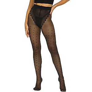 MANZI 20D Polka Dot Tights for Women Patterned Stockings for Women Sheer Ultra Thin High Waist Pantyhose (Polka dot Tights)