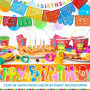 12 Pcs 180 ft Mexican Party Banners Large Papel Picado Banner 10 Patterns Plastic Fiesta Banner Decorations for Cinco De Mayo Mexican Fiesta Party Day of The Dead Dia De Los Muertos
