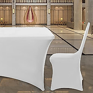 BIFENBI 6FT White Fitted Tablecloths for Rectangle Tables, 2 Pcs - Stretch Spandex Table Cover Protector for Banquet, Massage Bed, Wedding, Birthday, 72 Length x 30 Width x 30 Height Inches
