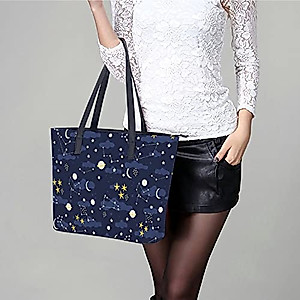 Womens Handbag Galaxy And Space Pattern Leather Tote Bag Top Handle Satchel Bags For Lady