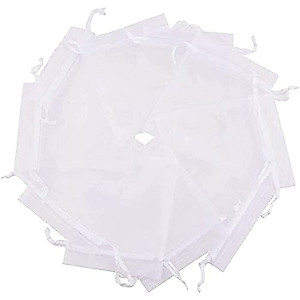 SULOLI 100pcs Organza Jewelry Bags Drawstring, 2.8x3.5 inch Small White Mesh Pouches for Wedding Party Favor Festival Gift Bags Candy