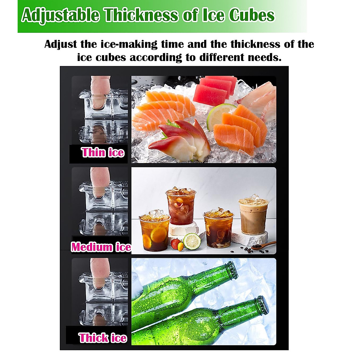 EQCOTWEA Commercial Ice Maker Machine, 330lbs/24H Ice Machine, with Filter, 99lbs Storage Capacity, 126 Pieces Ice Cubes, Stainless Steel Cabinet Ice Maker for Restaurant, Cafe, Bar, Household