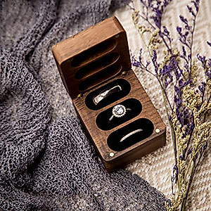 MUUJEE Pinky Promise 3 Slot Ring Box - Engraved Triple Wooden Ring Case Box for Wedding Ceremony Ring Bearer Box -Birthday Gift Ideas