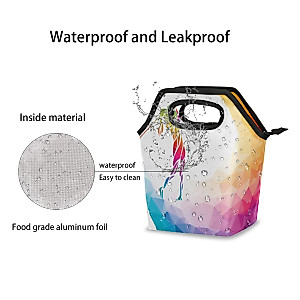 Lunch Bag Rainbow Geometric Golf Ball Insulated Reusable Lunch Box Portable Lunch Tote Bag Meal Bag Ice Pack for Boys Girls Adult Women