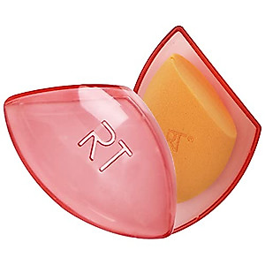 Real Techniques Miracle Complexion Sponge + Travel Case, Makeup Blending Sponge, For Foundation, Sponge Case for Travel, Light To Medium Coverage, Natural, Dewy Makeup, Latex-Free Foam, 2 Piece Set