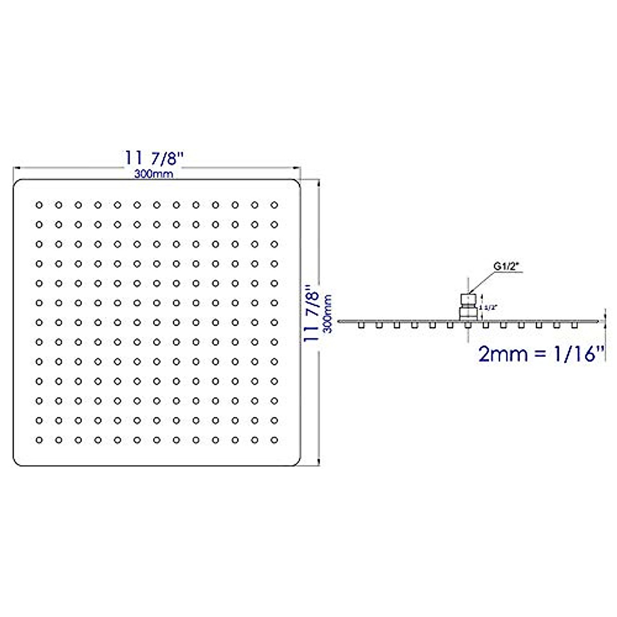 ALFI brand RAIN12S 12-Inch Solid Square Ultra Thin Rain Shower Head, Brushed Stainless Steel