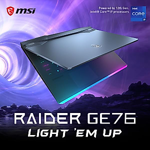 MSI Raider GE76 Gaming Laptop: Intel Core i9-12900H, GeForce RTX 3060, 17.3" 144Hz FHD Display,16GB DDR5, 1TB NVMe SSD, Thunderbolt 4, Cooler Boost 5, Win 11 Home: Titanium Blue 12UE-871