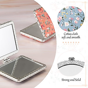 Blulu 8 Pieces Compact Mirror for Purse Flower Small Compact Mirror Gift Makeup Floral Pocket Retro Folding Portable Travel Accessories for Women Girls