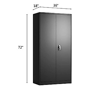 Aobabo 72 Inch 4 Adjustable Shelves Metal Office Storage Filing Cabinet with Swing Handle Lock 3 Point Locking Mechanism and 2 Keys, Black