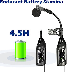 SGPRO Wireless Saxophone Microphone System, Clip-On Instrument Microphone for Sax and Trumpet, Preset EQ & Echo Level 196 Ft Transmission Rechargeable Compact Transmitter and Receiver 4.5 Hours