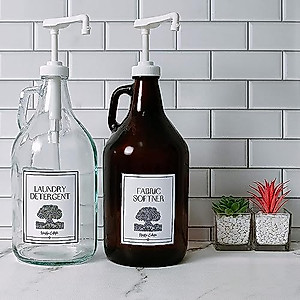 Gallon Pump Dispenser - 38/400 Pump Bottle Dispenser for Shampoo, Laundry Detergent, Liquid, Water, Popcorn Butter, Snow Cone Syrup, Oil - Fits Most 1 Gallon Jugs & One Gallon Containers, White 2pk