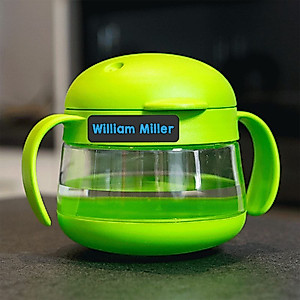 Custom Waterproof Dishwasher Safe Kid Name Labels for Daycare(128 Pack), Camp, School Supply, Baby Bottles, Lunch Boxes and Cups, Travel. Cute Personalized Design Name Stickers (Pattern 18)