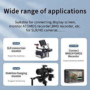 Eonvic 2.1 HDMI Coiled Cable 8K HDMI to HDMI Cable High Speed Thin HDMI Male to Male Extender Braided Coiled Cable for Atomos Ninja V, Sony a7siii, Portkeys BM5 Monitor