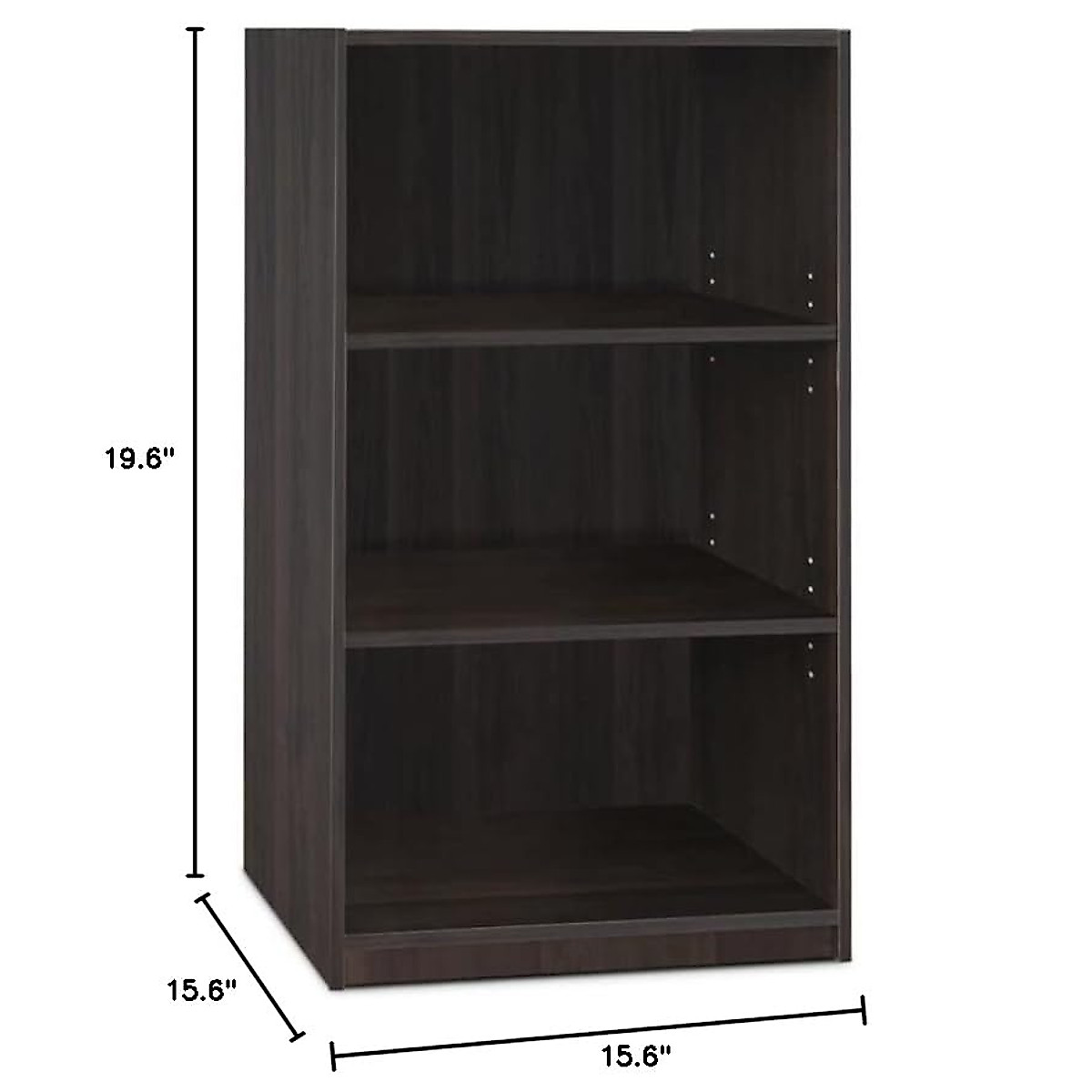 Furinno Jaya Simple Home 3-Tier Adjustable Shelf Bookcase, Espresso & Simplistic Set of 2 End Table, Espresso/Black