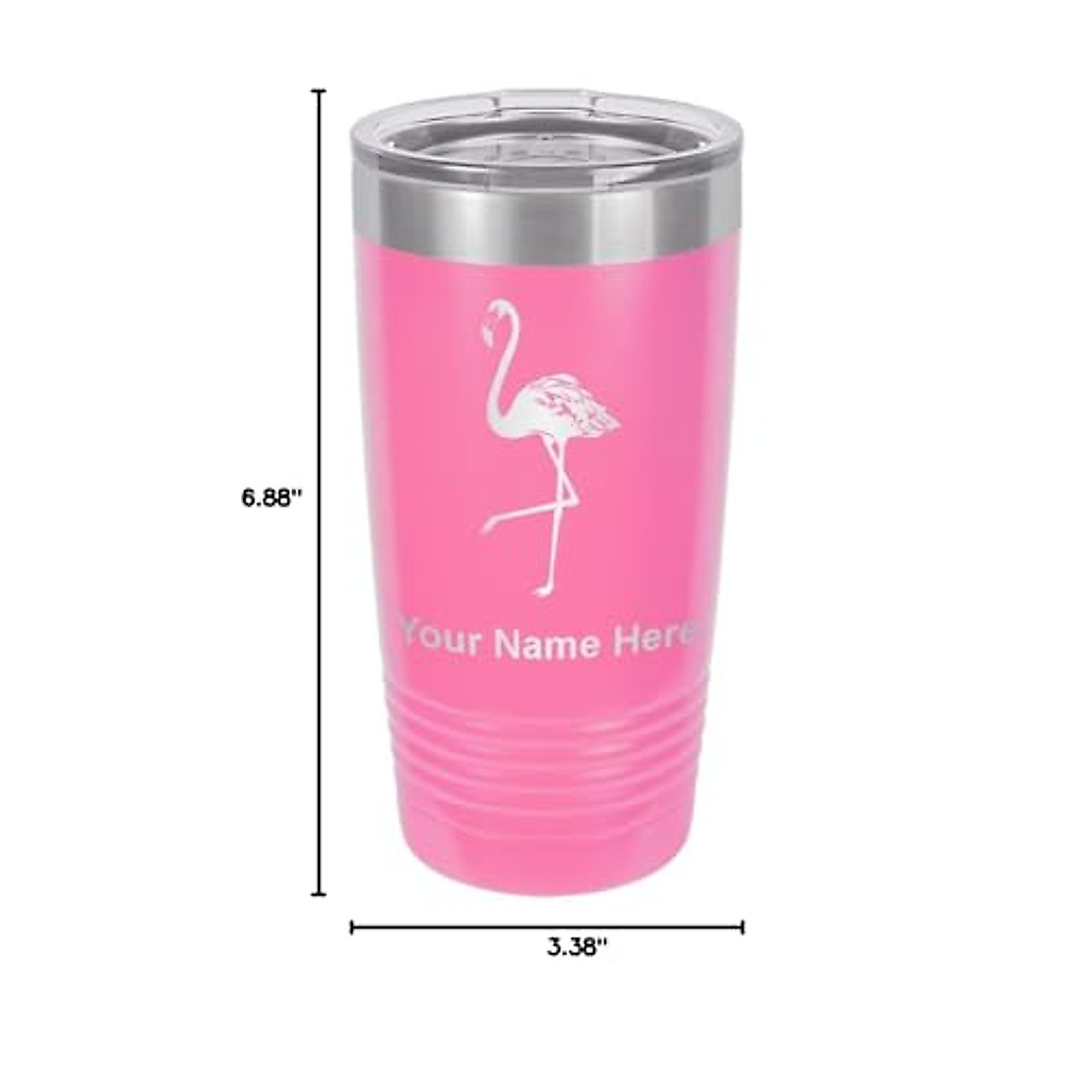 LaserGram 20oz Vacuum Insulated Tumbler Mug, Flamingo, Personalized Engraving Included (Pink)