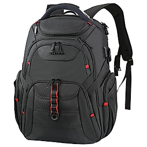 EMPSIGN Travel Laptop Backpack for Men & Women 17.3 Inch, Extra Large Backpack for Work, Water-Resistant School Computer Bag with USB Charging Port, TSA Friendly Anti Theft Business Backpack, Black