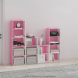 Furinno Luder Bookcase / Book / Storage, 2-Tier, Pink/White