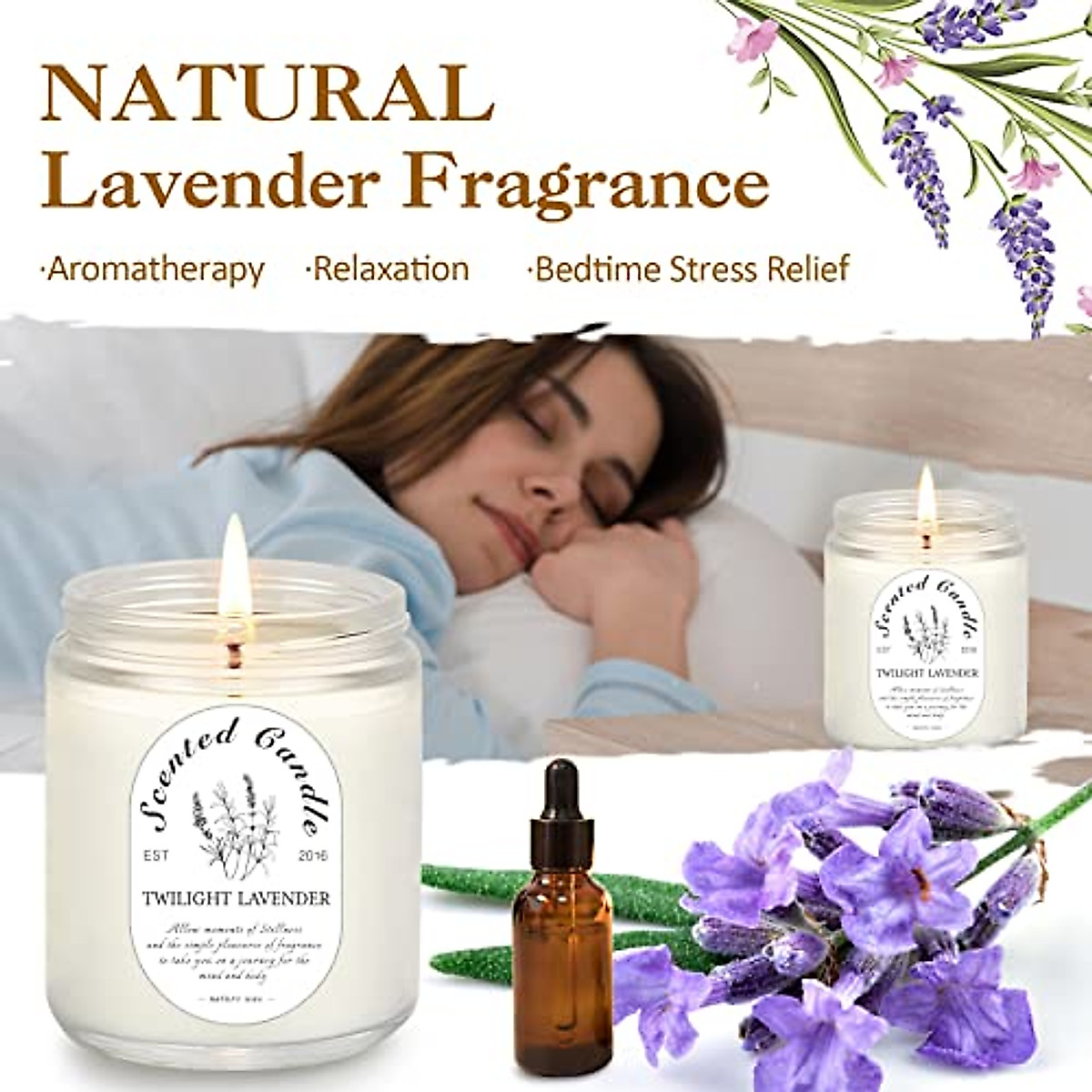 4 Pack Candles for Home Scented, Lavender Candle, Aromatherapy Jar Candles, 28 oz 200 Hour Long Lasting Candles, Scented Candles Gift Set for Women, Perfect for Birthday Gifts