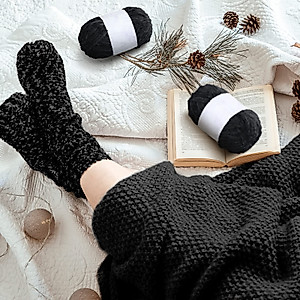 3 Rolls 590 Yards Velvet Yarn Chenille Yarn for Soft Crocheting and Knitting Baby Velvet Project, 180 Meter and 100 Gram for Each DIY Weaving Crochet Weaving Craft(Black)