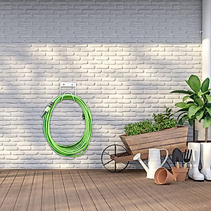 Flymer Hose Holder Water Hose Holders for Outside, Stainless Steel Garden Hose Hanger Wall Mount for Garden Hose - White, Set of 1