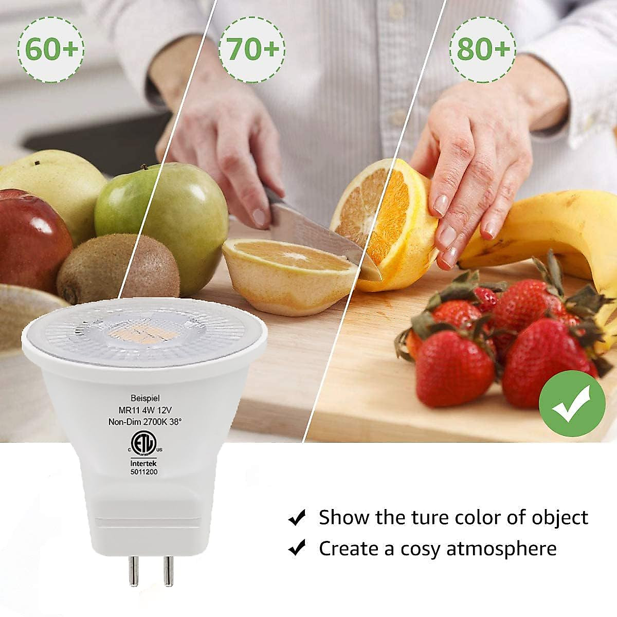 Beispiel MR11 Gu4.0 Bi-pin LED Light Bulb 4W 12VAC/DC Warm White 2700K for Outdoor Landscape Lighting Recessed Track Lights, Pack of 4