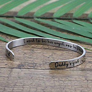 JoycuFF Sympathy Gift for Loss of Dad to Daughter Memorial Jewelry Gifts for Women Remembrance Gifts for Her I used to be his Angel now he's mine