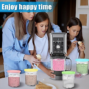Pints for Ninja Creami Deluxe,for Ninja NC500 NC501 Creami Deluxe Pints and Lids 4 Pack 24 oz Creamy Ice cream Containers Cups Canisters, Compatible with Ninja Ice Creami Deluxe Ice Cream Makers