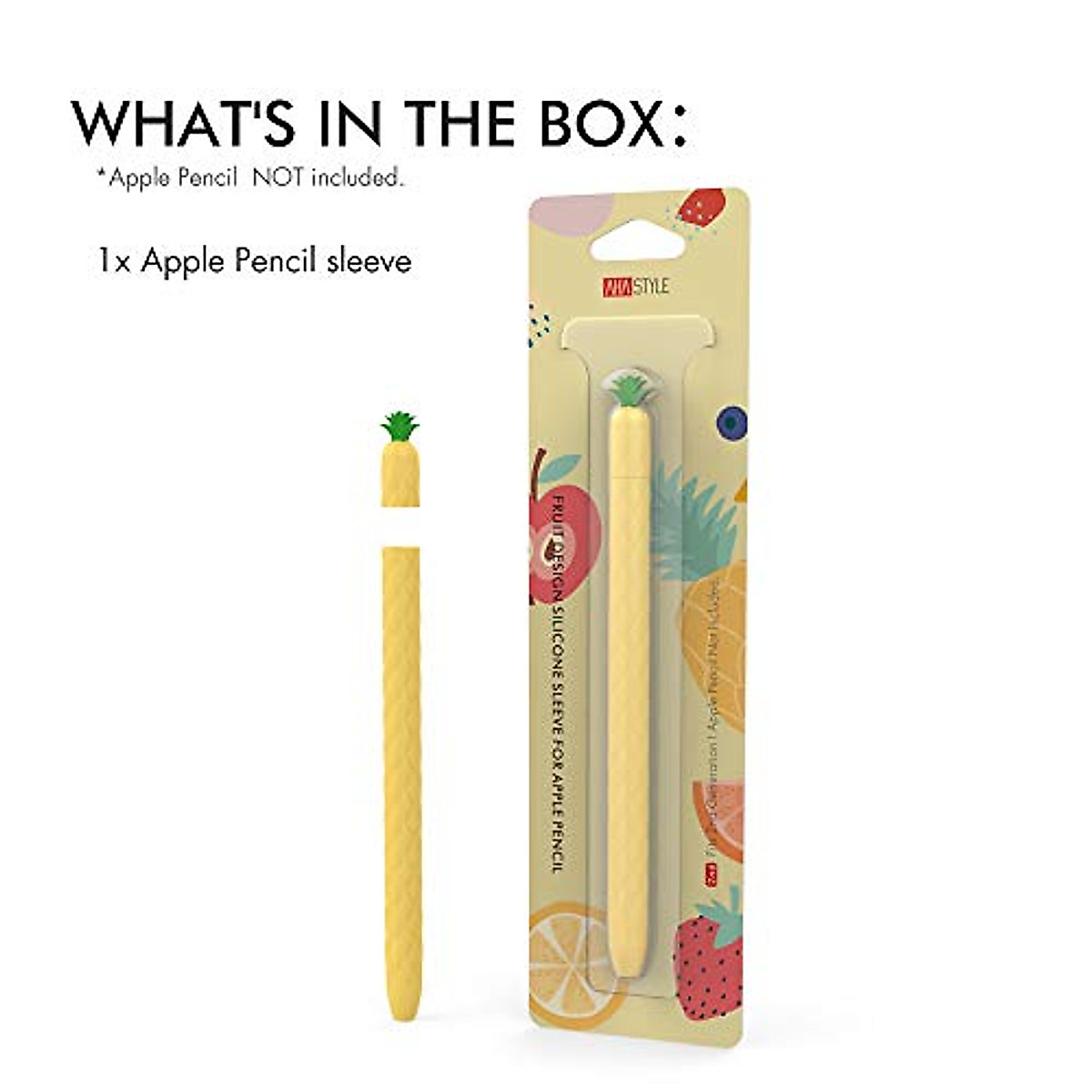 AhaStyle Cute Fruit Design Case Sleeve for Apple Pencil 2nd Gen, Silicone Soft Protective Cover Accessories Compatible with Apple Pencil 2nd Generation, iPad Pro 11 12.9 inch (Yellow)