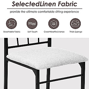 NAFORT 5-Piece Dining Table Set for 4, Vintage Rectangular Kitchen Table and 4 Chairs with Cushion Padded Seat, Metal and Wood Dining Set Kitchen Furniture, Marble Top