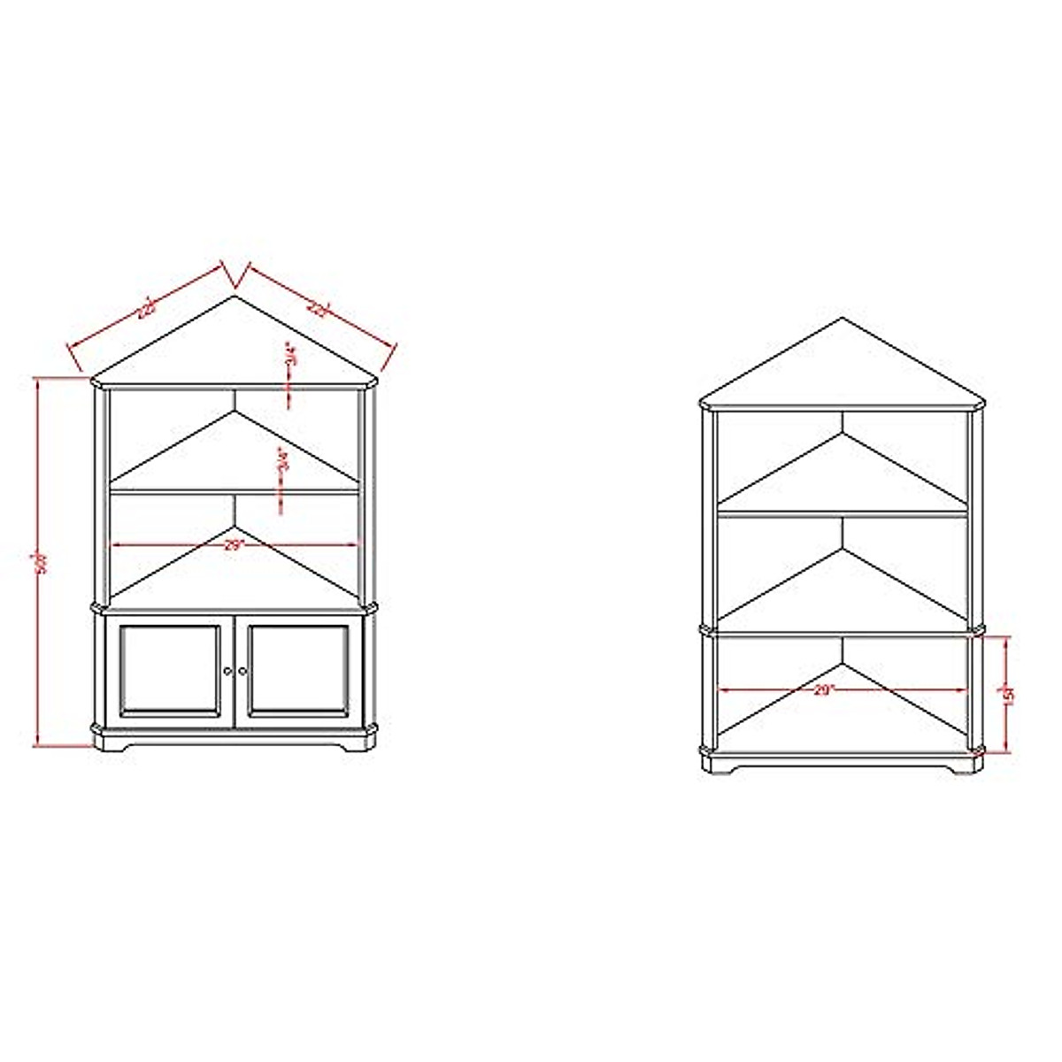 Furniture of America Cassidy Wood Multi-Storage Corner Bookshelf in Espresso