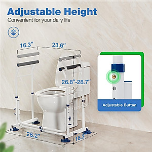 GreenChief Toilet Safety Frame 350lbs, Stand Alone Toilet Rails, Adjustable Handrails Fit Most Toilets, Medical Toilet Seat Frame for Elderly Handicap Disabled, 4 Large Suction Cups