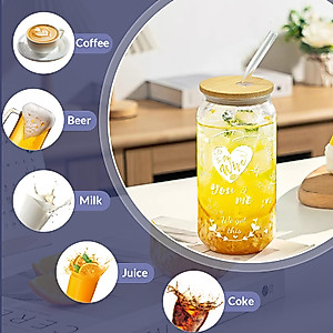 JVJRFQ Drinking Glass Cups Set，24oz Iced Coffee Cup with Lids and Straws Wide Mouth Reusable Boba Cup Travel Tumbler for Smoothie,Large Pearl,Juice [4 Pack ]