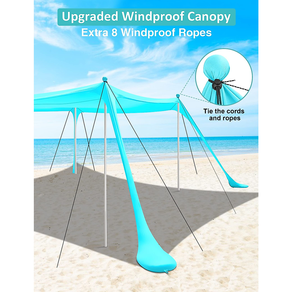 anngrowy Beach Tent Canopy 10'x10' Beach Tents Sun Shelter 6-8 Person Beach Canopy Tent Sun Shade Easy Setup Pop Up Beach Shade Canopy Portable Beach Tent UPF 50+ Waterproof Windproof Beach Canopy