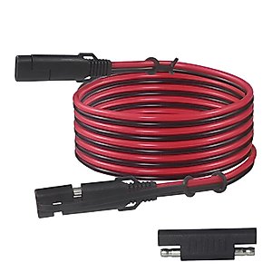 SAE to SAE Extension Cable 16AWG - SAE Cable 6FT Battery Charger Extension Cord Heavy Duty 16AWG Quick Disconnect SAE 2Pin Connector with SAE Polarity Reverse Adapter for Solar Panel Trickle Charger