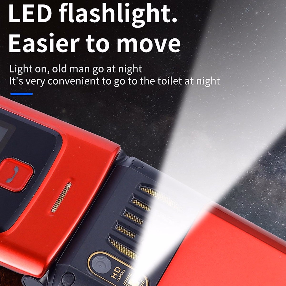 Luqeeg Dual SIM Flip Cell Phone with Dual Screen, 2G Unlocked Flip Phone, Big Button, SOS Function, 4800mAh Battery, LED Flashlight & Loud Sound, Senior Flip Phone for Elderly, Kids (Red)