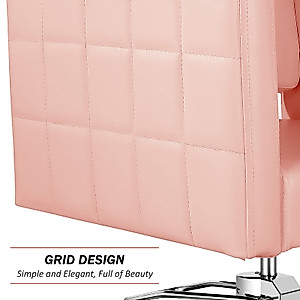 Paddie Hydraulic Salon Chair for Hair Stylist, 360 Degrees Rolling Swivel Barber Chairs All Purpose Beauty Spa Equipment, Max Load Weight 330 Lbs (Pink)