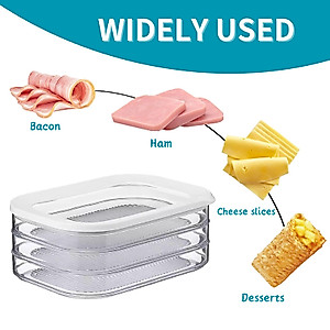 6Pcs Deli Meat Container for Fridge,Lunch Meat Container for Refrigerator with Food Serving Tongs Stackable Bacon Holder Cheese Keeper Turkey Deli Meat with Lid for Refrigerator