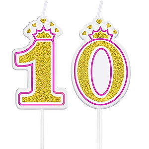 10th Birthday Candle Girl Boy Number 10 Candle 10th Candles Cake Numeral Candles Birthday Cake Topper Cake Candles for Birthday Wedding Anniversary Party Celebration Supplies (10th)