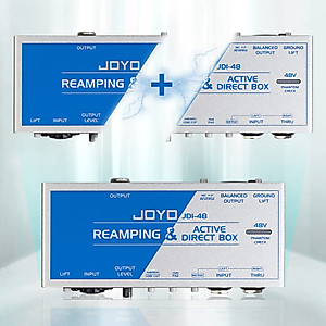 JOYO Passive Reamping and Phantom Powered Active Direct Box, Re-Amping Direct Box with 6.35mm and XLR Input 2 in 1 for Guitarist Bass Performance or Recording (JDI-48)