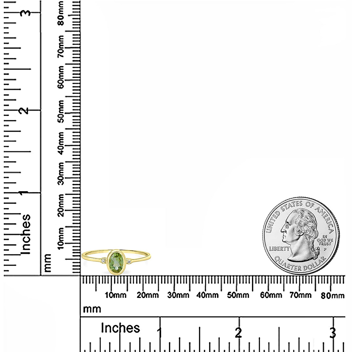 GEMISTRY Kate 14k Gold over Sterling Silver Peridot Gemstone Stackable Oval Ring