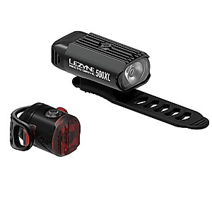 Lezyne Hecto Drive 500XL and Femto USB Drive Bicycle Light Set, Front and Rear Pair, White/Red LED, Road, Mountain, Gravel Bike, USB Rechargeable