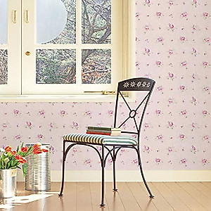 Pink Floral Drawer Shelf Liner Self Adhesive Decorative Rose Contact Paper for Shelves Drawer Cabinets Furniture Wall Decoration (17.7x78.7 Inches)